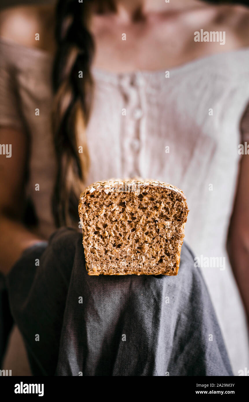 Whole wheat bread woman hi-res stock photography and images - Alamy