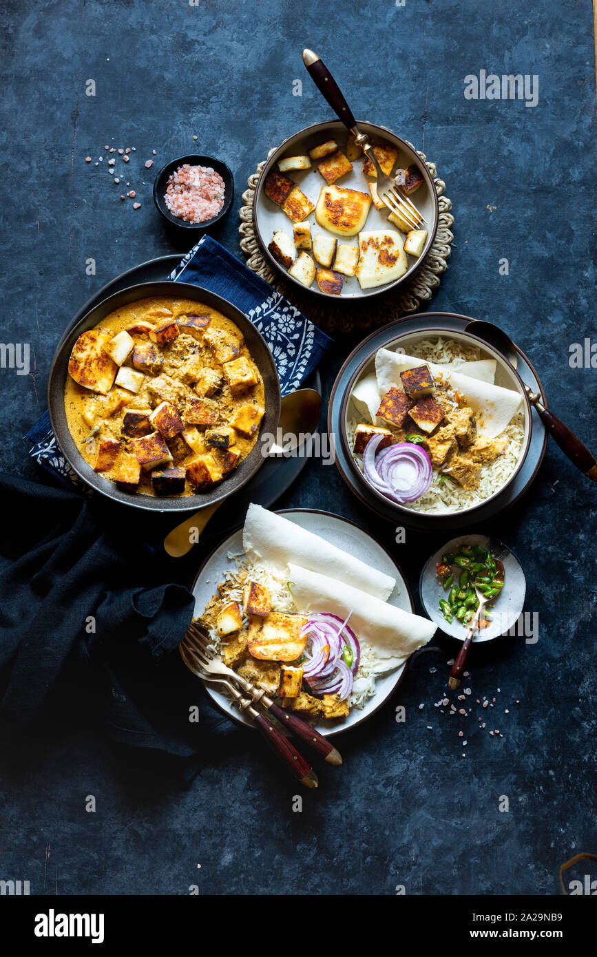 Indian Vegetarian Dinner - Shahi (Royal) Paneer Curry , Cumin Rice and ...