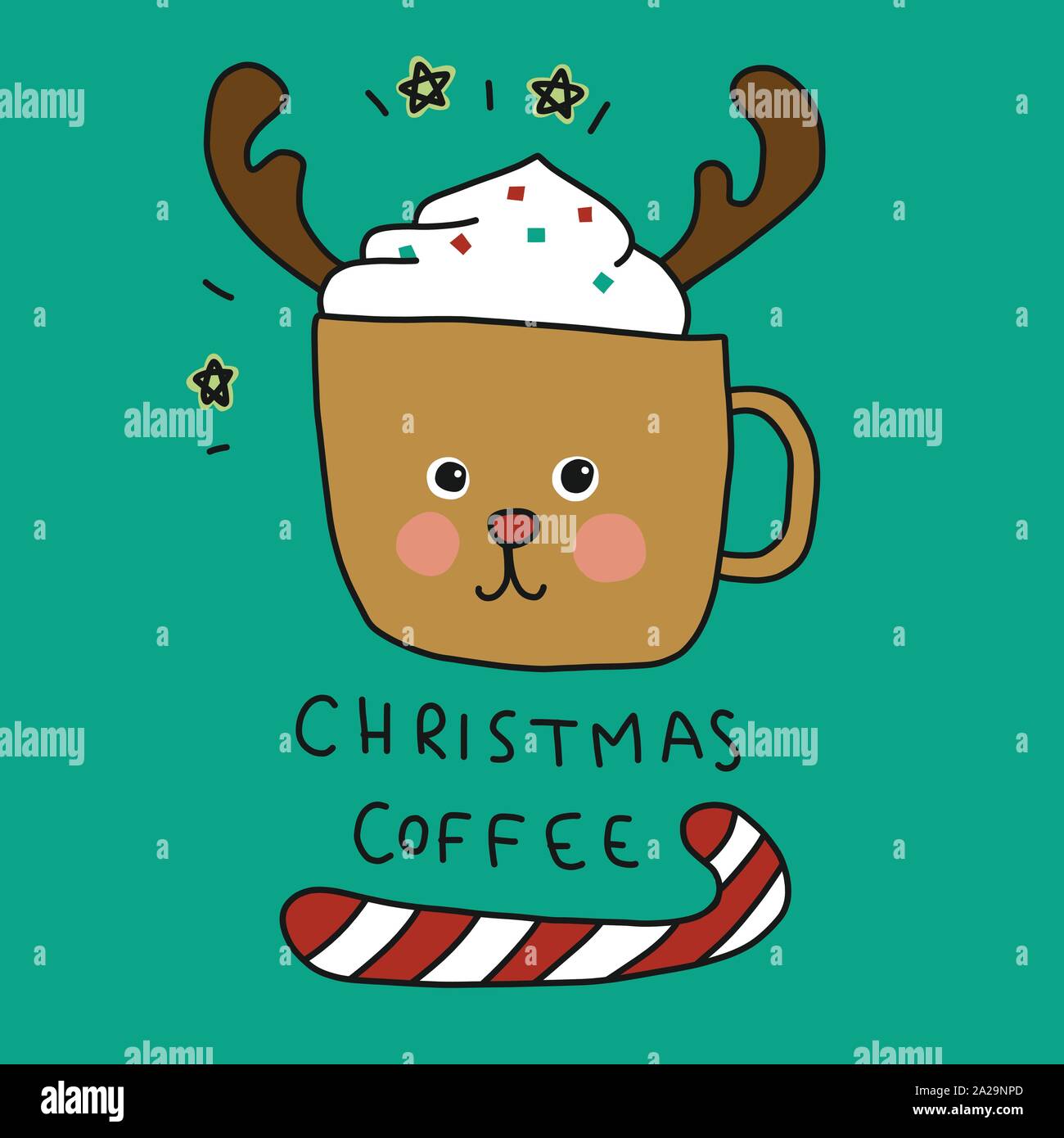 Christmas coffee reindeer cup cartoon vector illustration Stock Vector ...