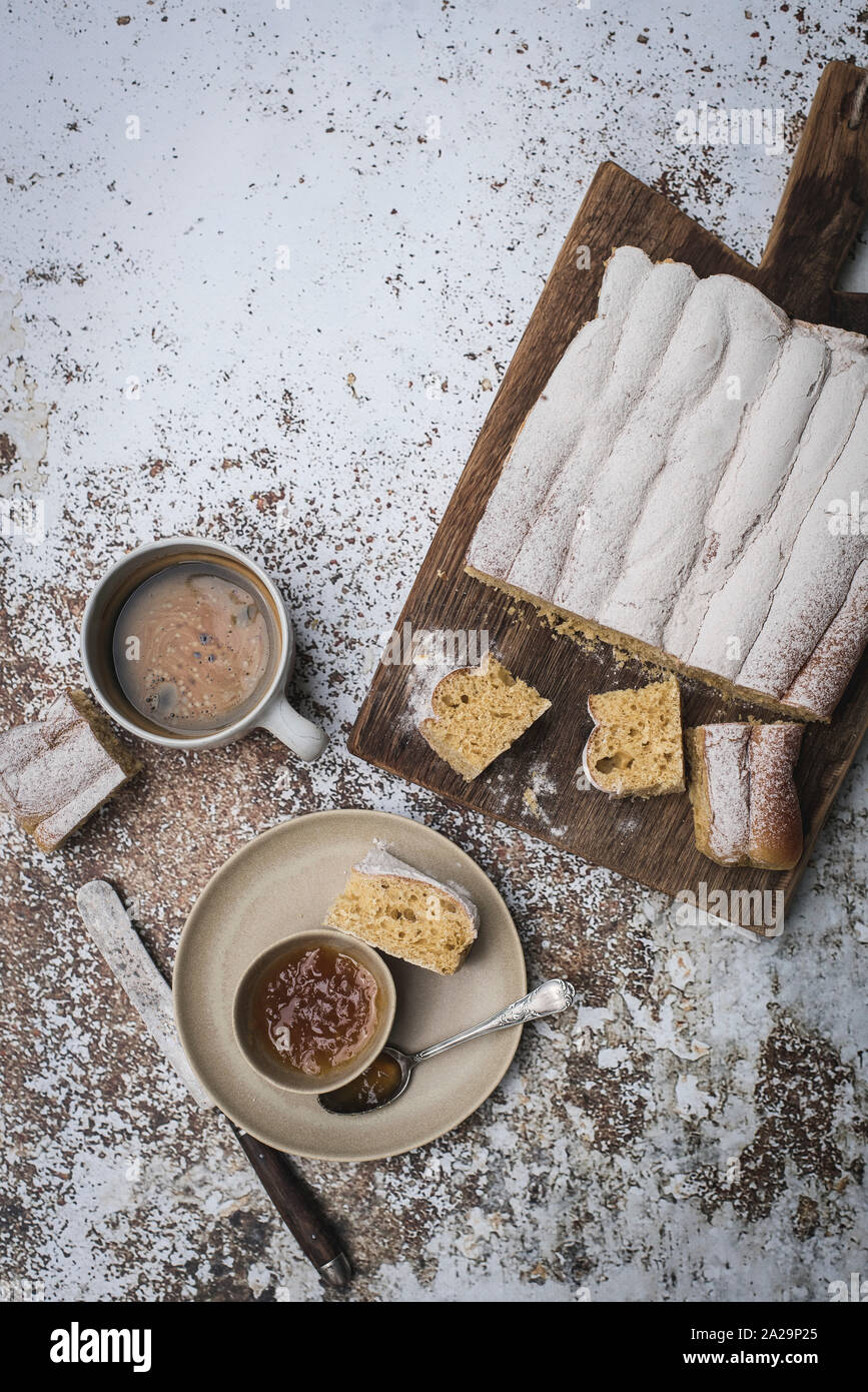 Baked sweet bread on a table Stock Photo - Alamy