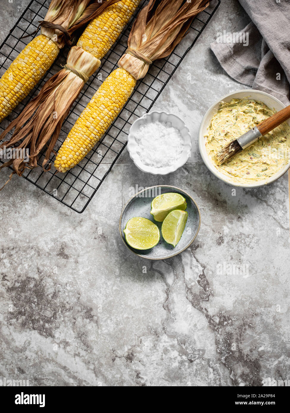 Baked corn on the cooling rack Stock Photo - Alamy