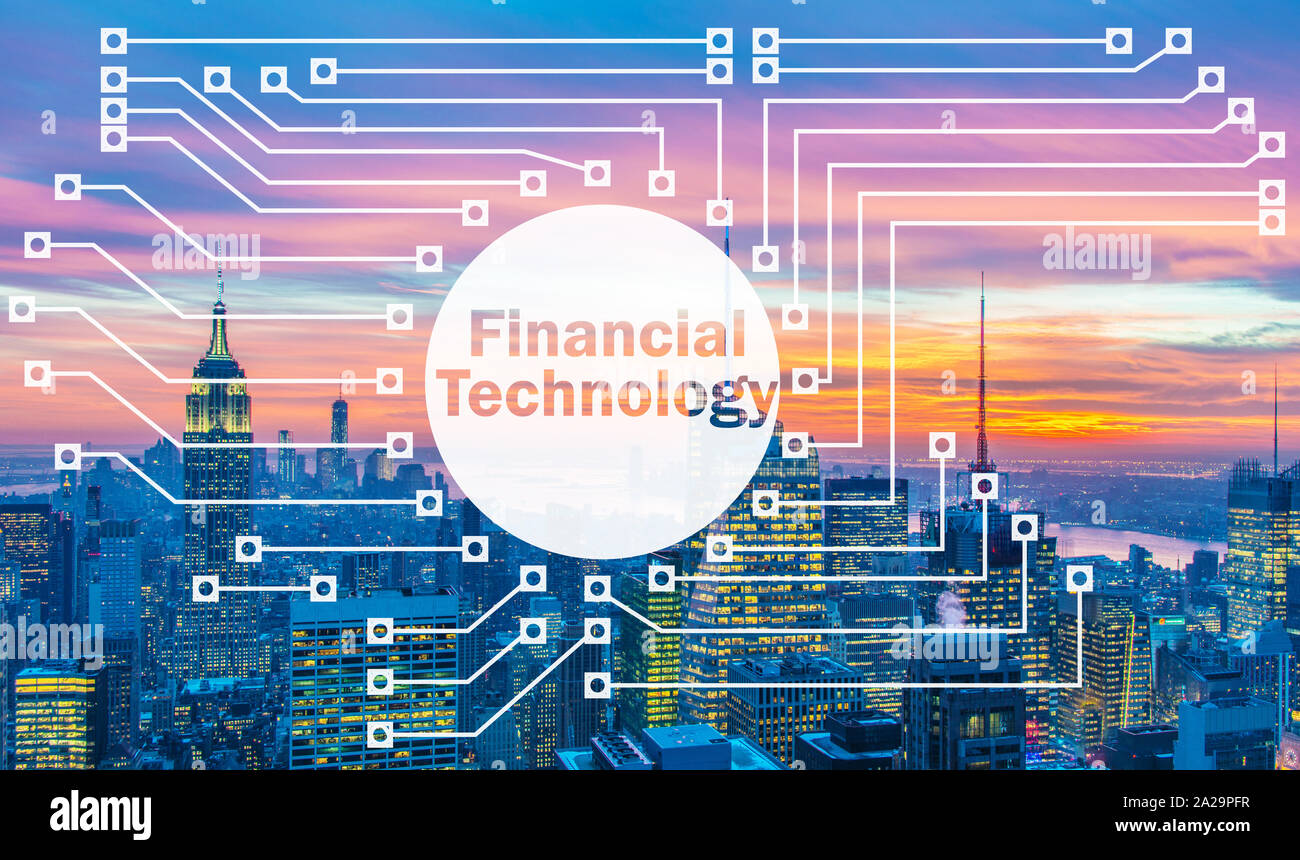 The smart city concept with fintech financial technology concept Stock ...