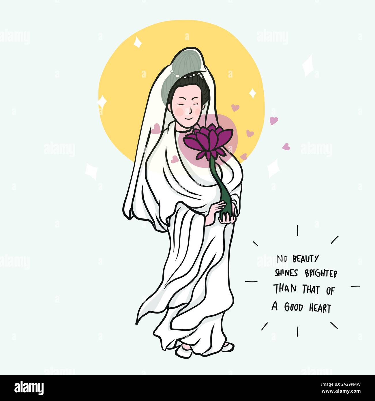 Guan Yim (Chinese goddess) cartoon vector illustration Stock Vector ...