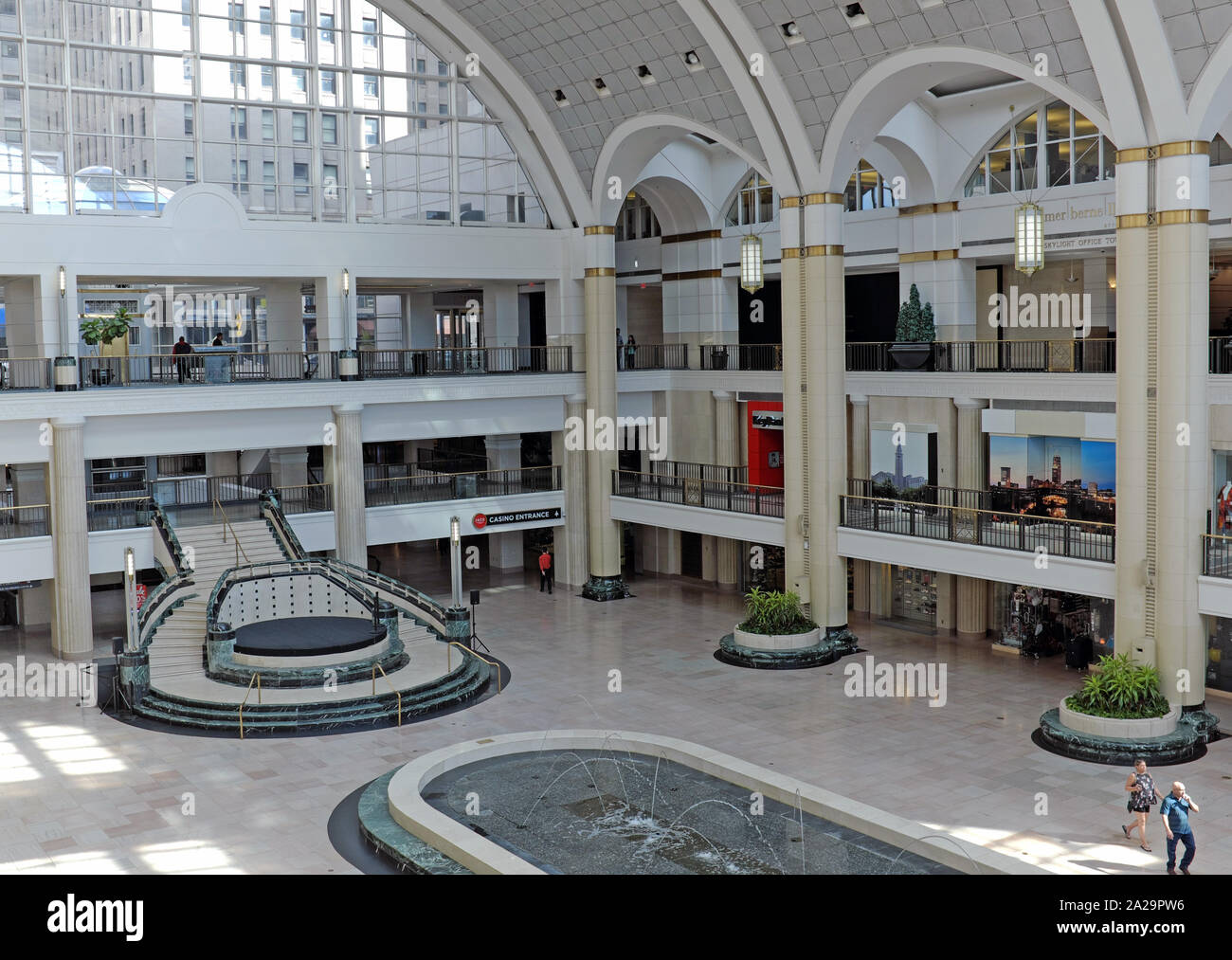 The main atrium of Tower City Center in downtown Cleveland, Ohio, USA ...