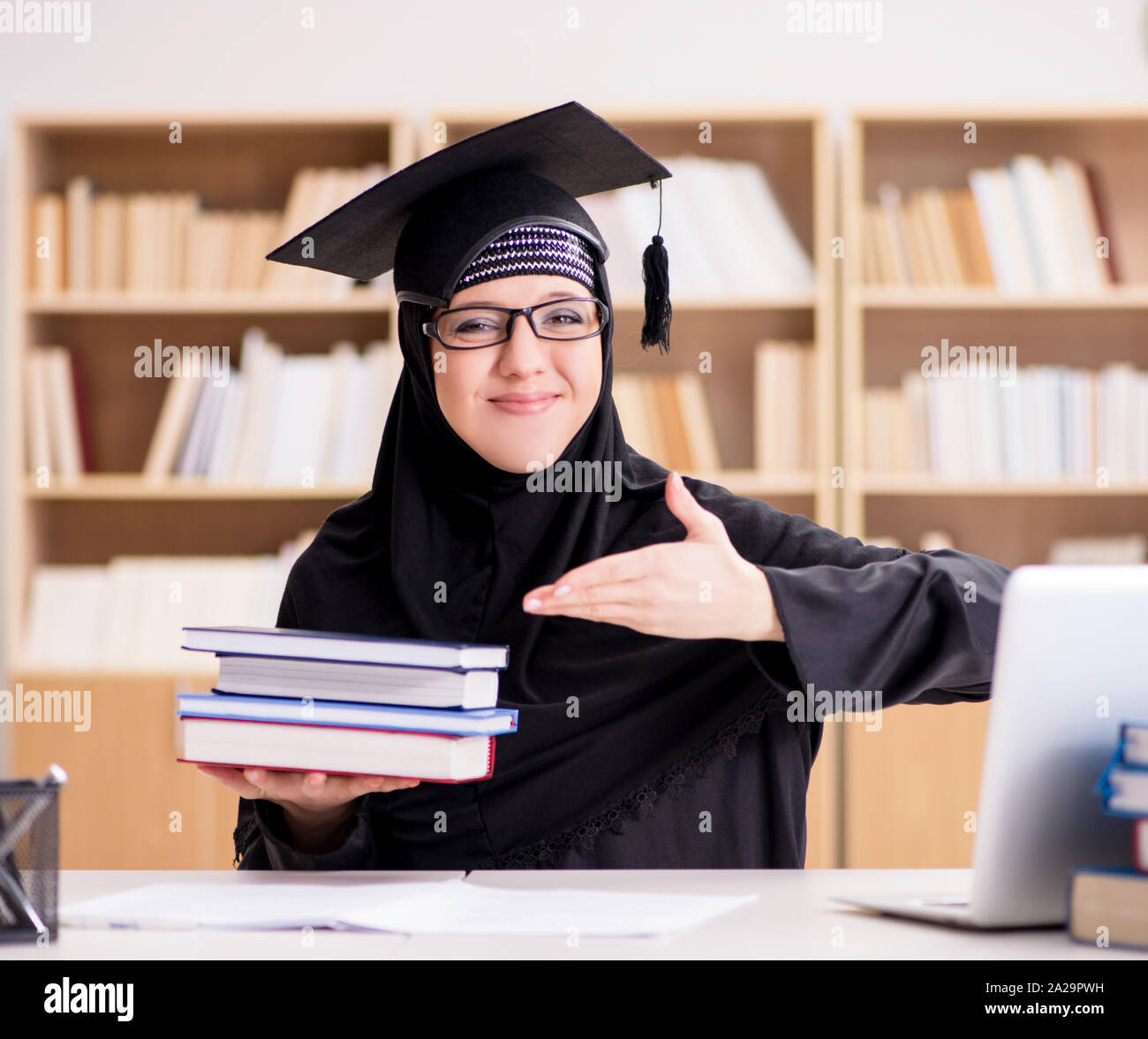 The muslim girl in hijab studying preparing for exams Stock Photo - Alamy