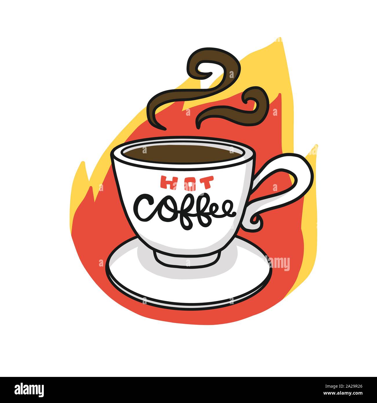 Hot coffee cup on fire cartoon logo vector illustration Stock Vector ...