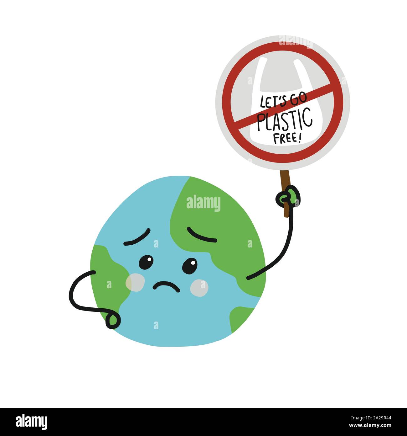 Sad Polluted Earth Cartoon