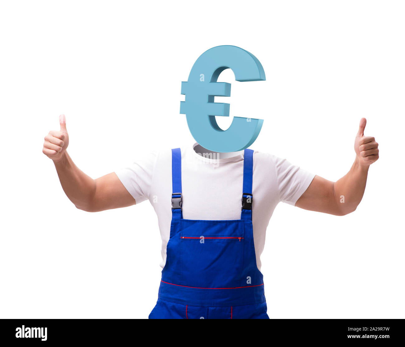 The worker with euro head in business concept Stock Photo - Alamy