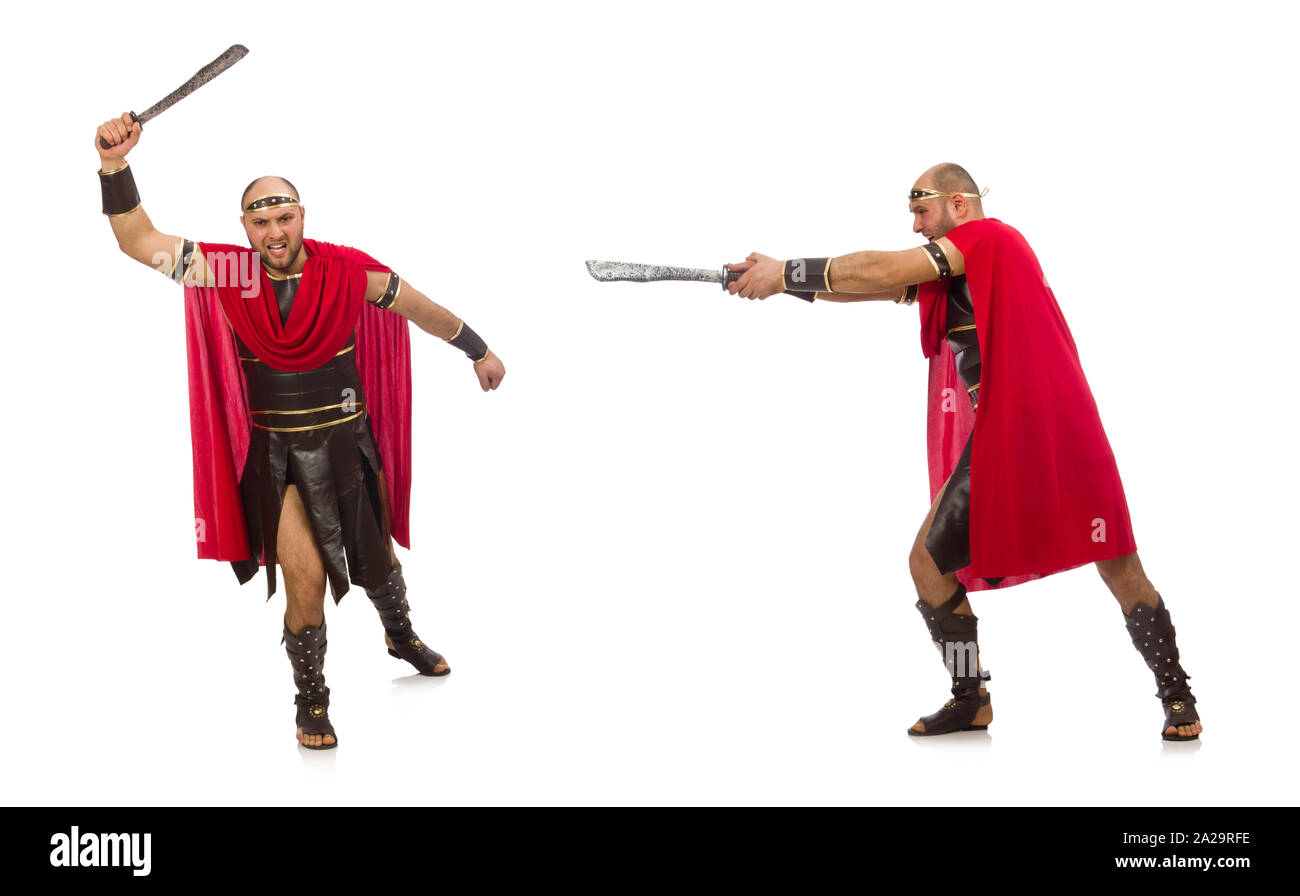 The gladiator isolated on white background Stock Photo - Alamy