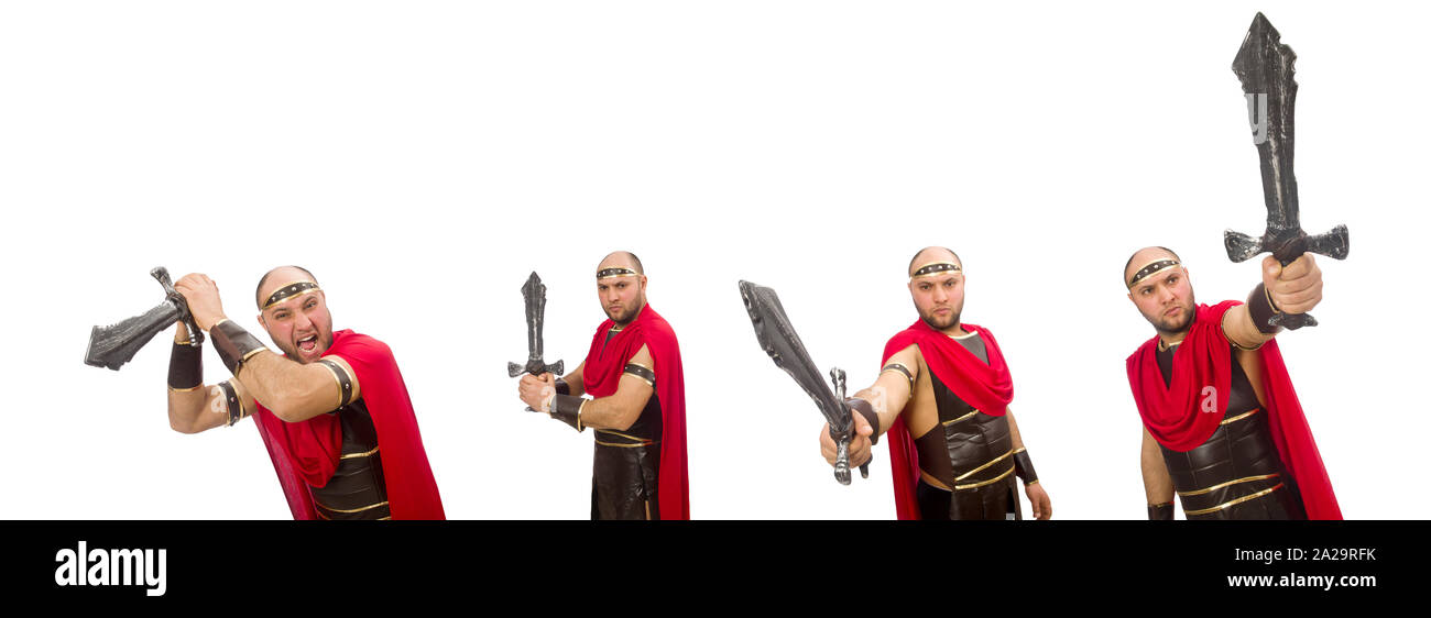 The gladiator isolated on white background Stock Photo - Alamy