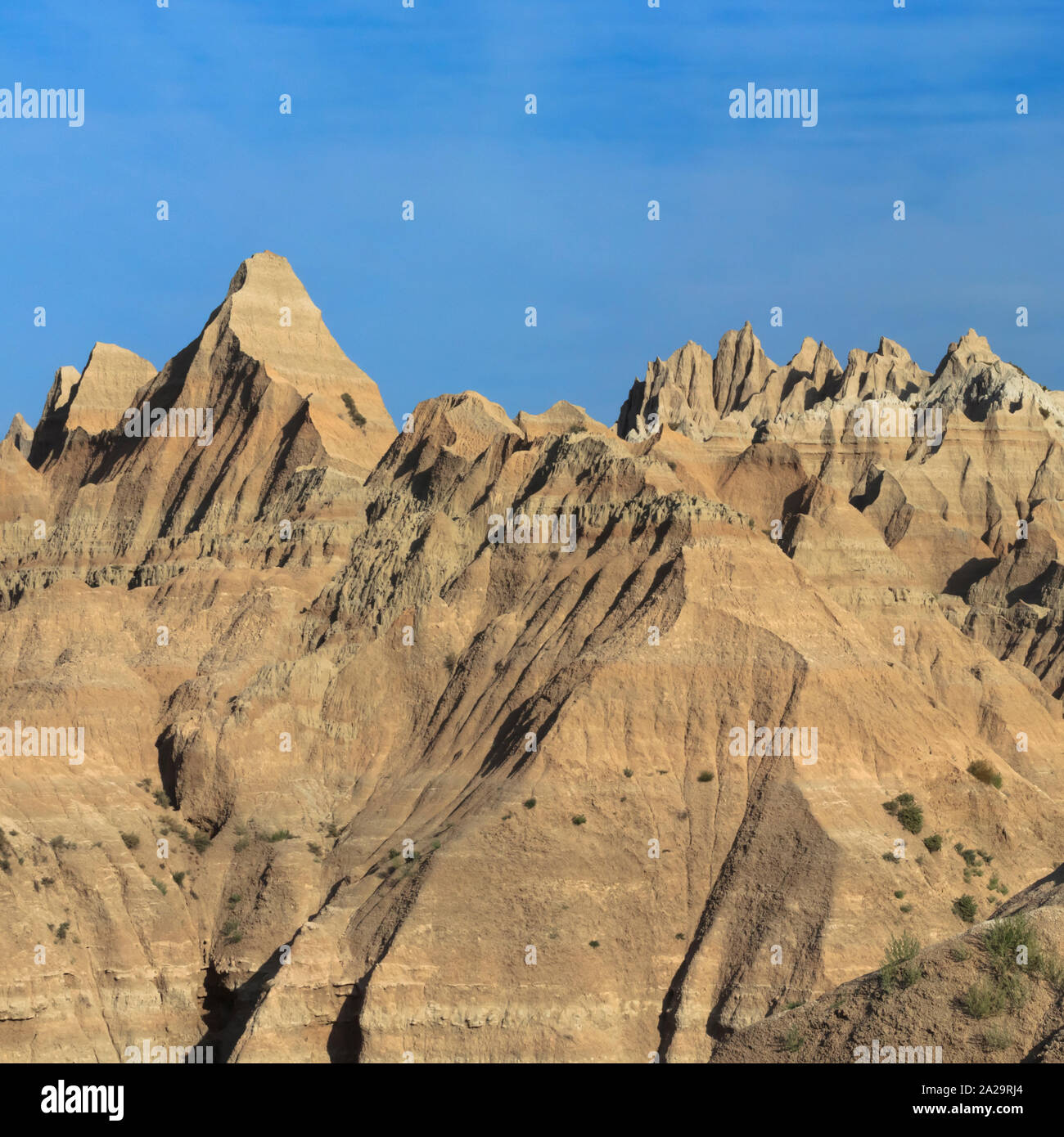 jagged badland peaks in badlands national park near wall, south dakota ...
