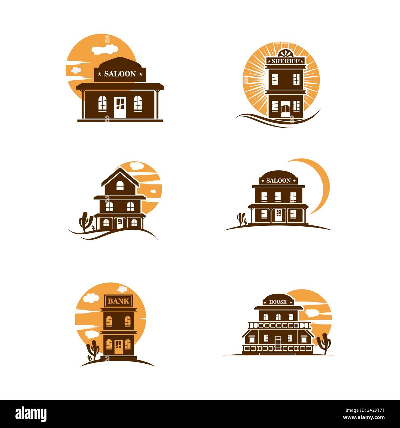 Cowboy western town cartoon hi-res stock photography and images - Alamy