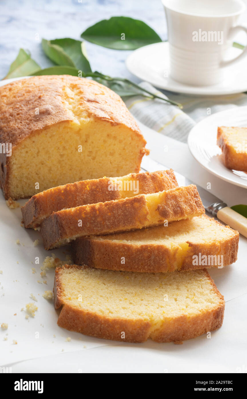 Slices of orange loaf cake for morning tea Stock Photo - Alamy