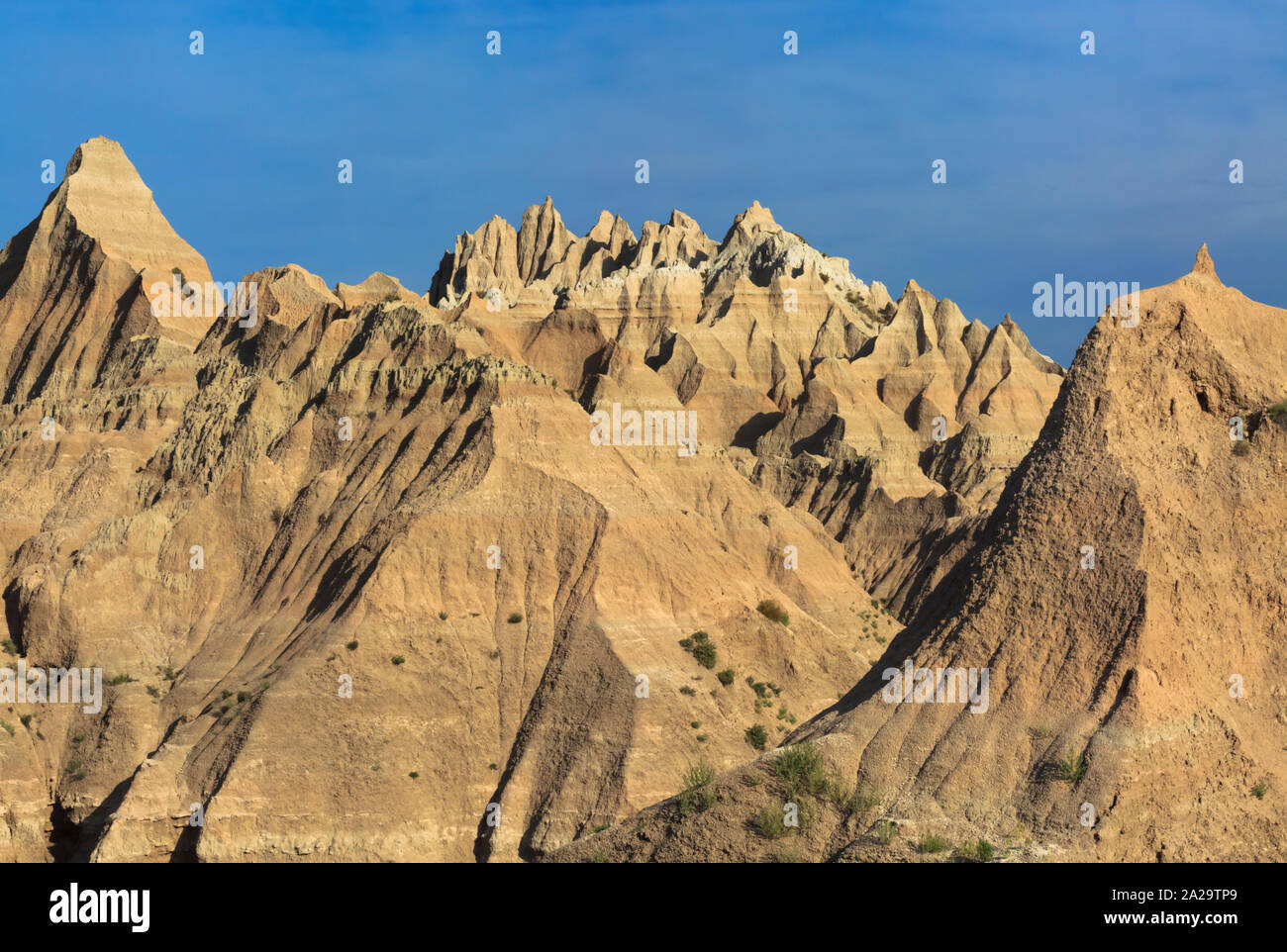 jagged badland peaks in badlands national park near wall, south dakota ...