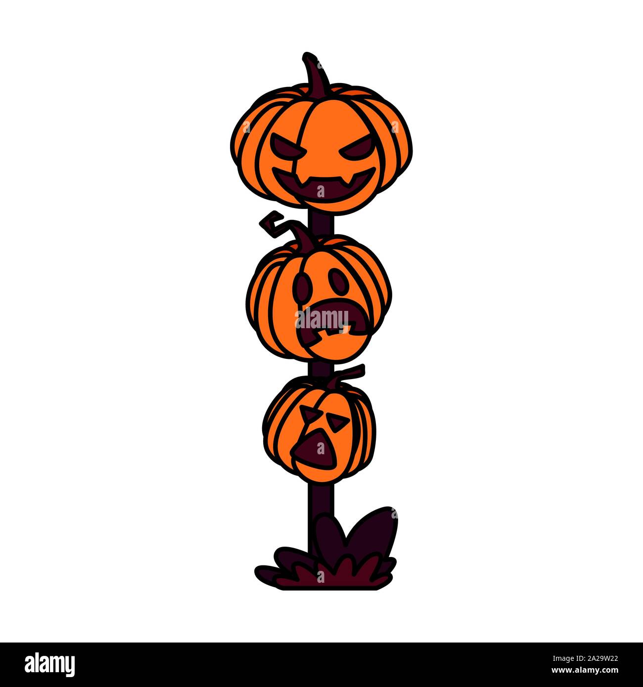 Pumpkins cartoons design, Halloween holiday horror scary celebration ...