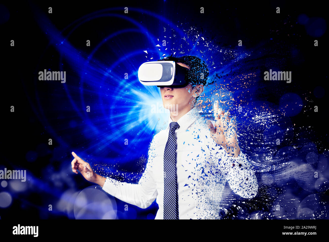 business man using VR computer and modern technology concept Stock ...