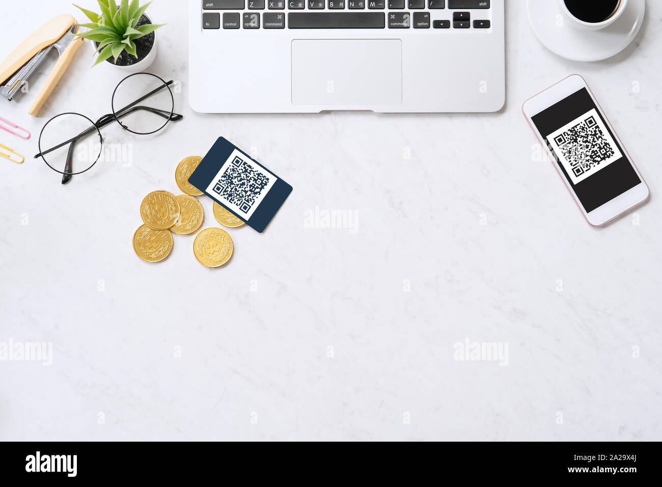 Online payment with QR code concept, virtual credit card, smart phone ...