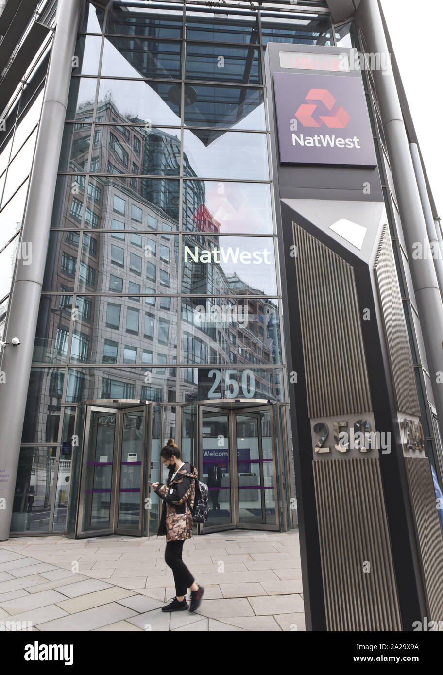 London, UK. 26th Sep, 2019. Natwest bank branch and logo seen in ...