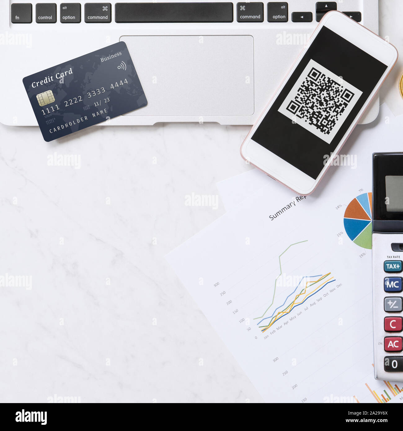 Online payment with QR code concept, virtual credit card, smart phone ...