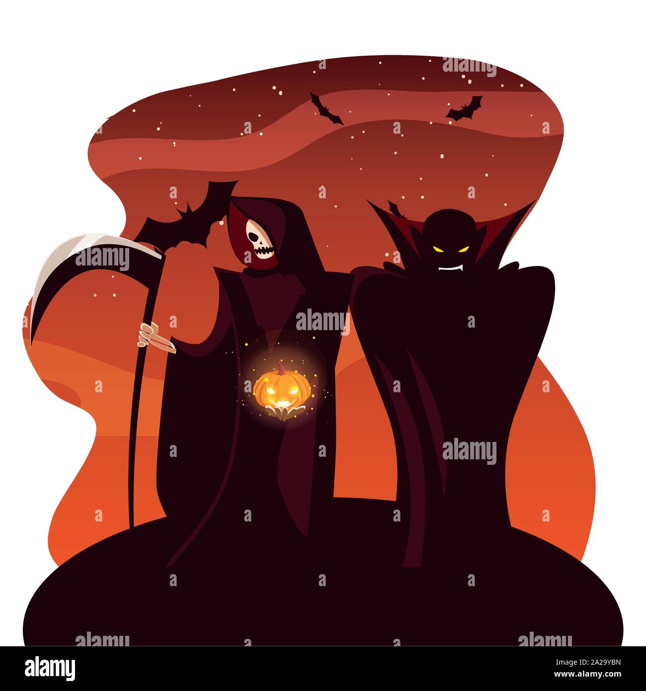 the death and vampire design, Halloween holiday horror scary ...