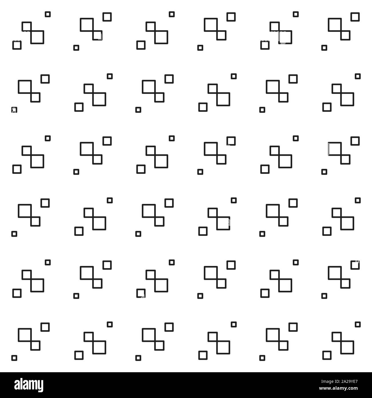 Abstract seamless pattern, black and white outline of many square ...