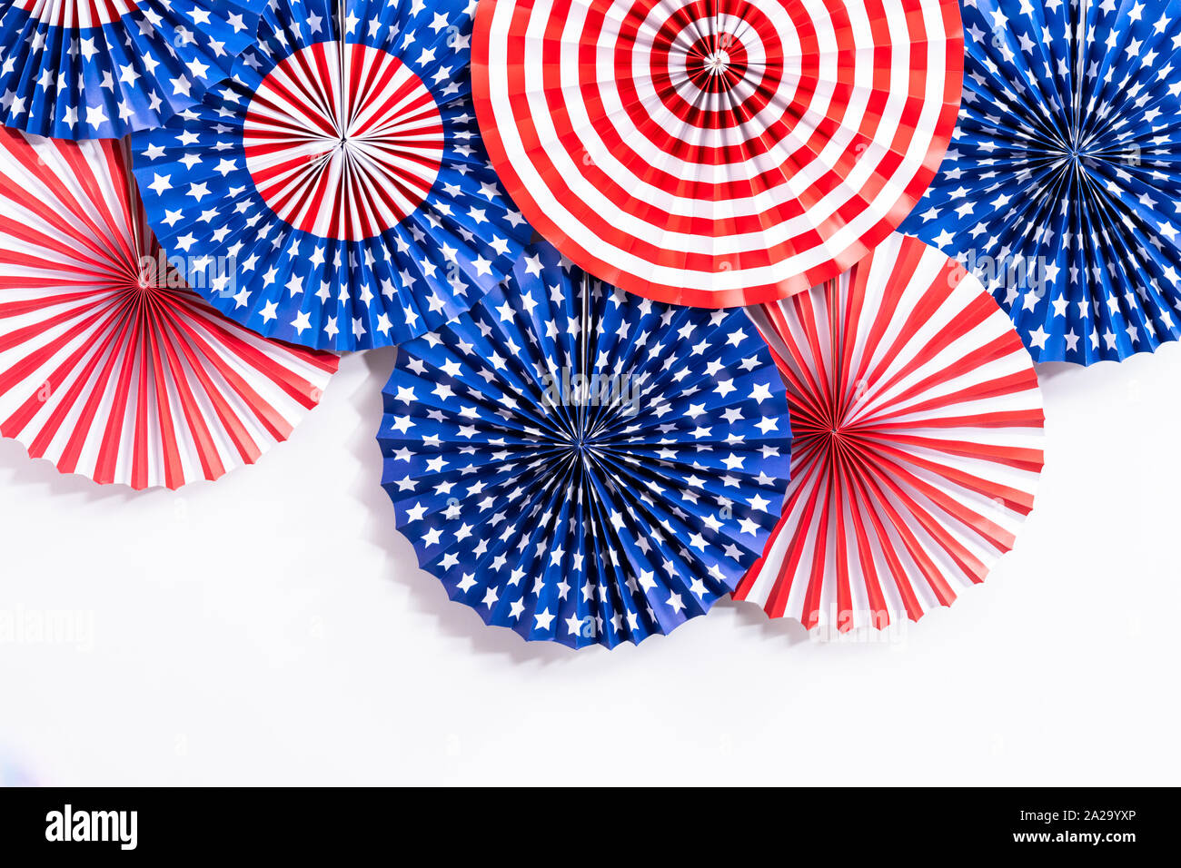 Red, white, and blue paper fans for July 4th celebration Stock Photo ...