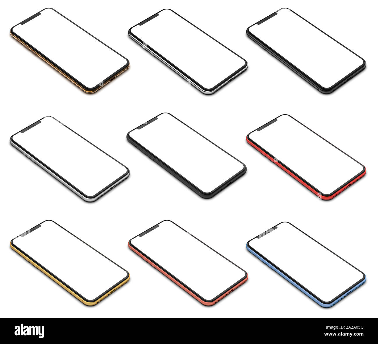 Smartphones design, template, isolated on white. Mockup Stock Photo - Alamy