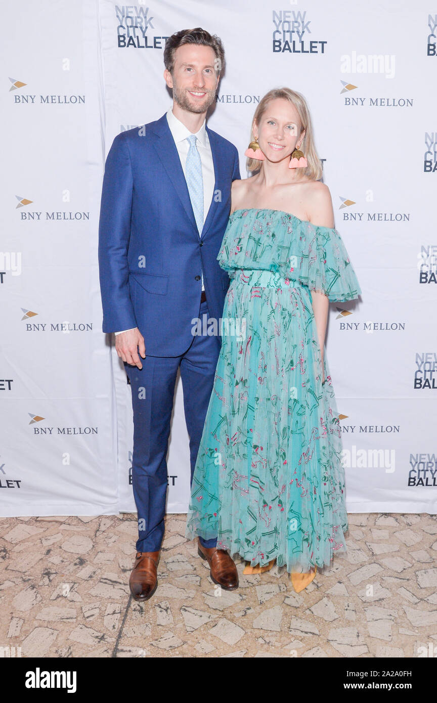 New York, NY - September 26, 2019: Justin Rockefeller and Indre ...