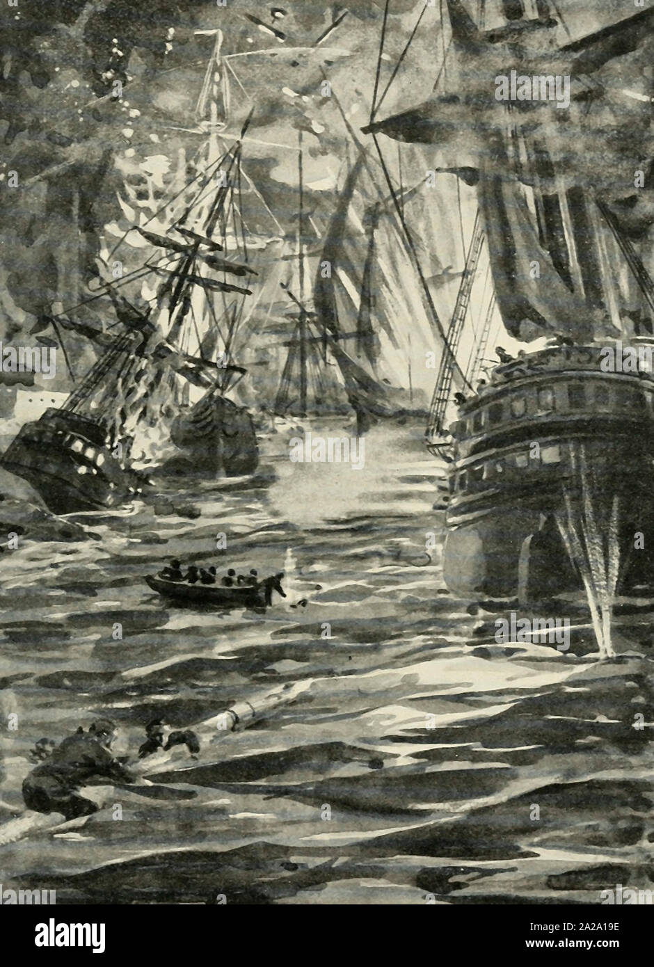 An Attack by Fireships - The sky was illuminated by the red glare of ...