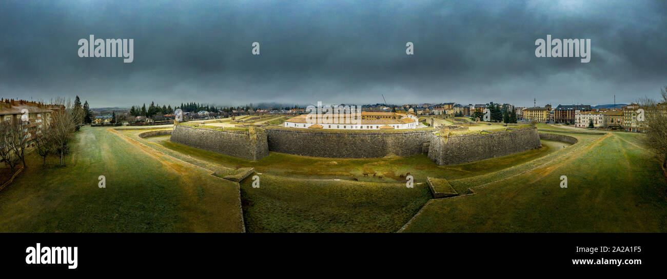 Winter gloomy sky view of Jaca fortress at the cross roads of the ...