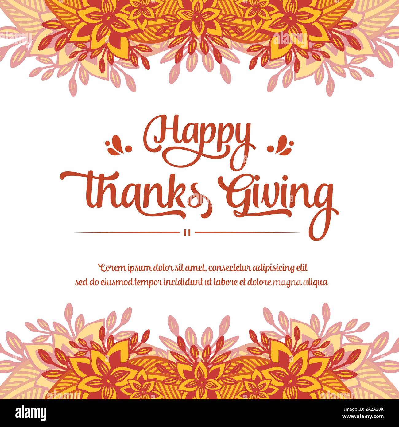 Template for poster thanksgiving, with drawing of autumn leaf flower ...