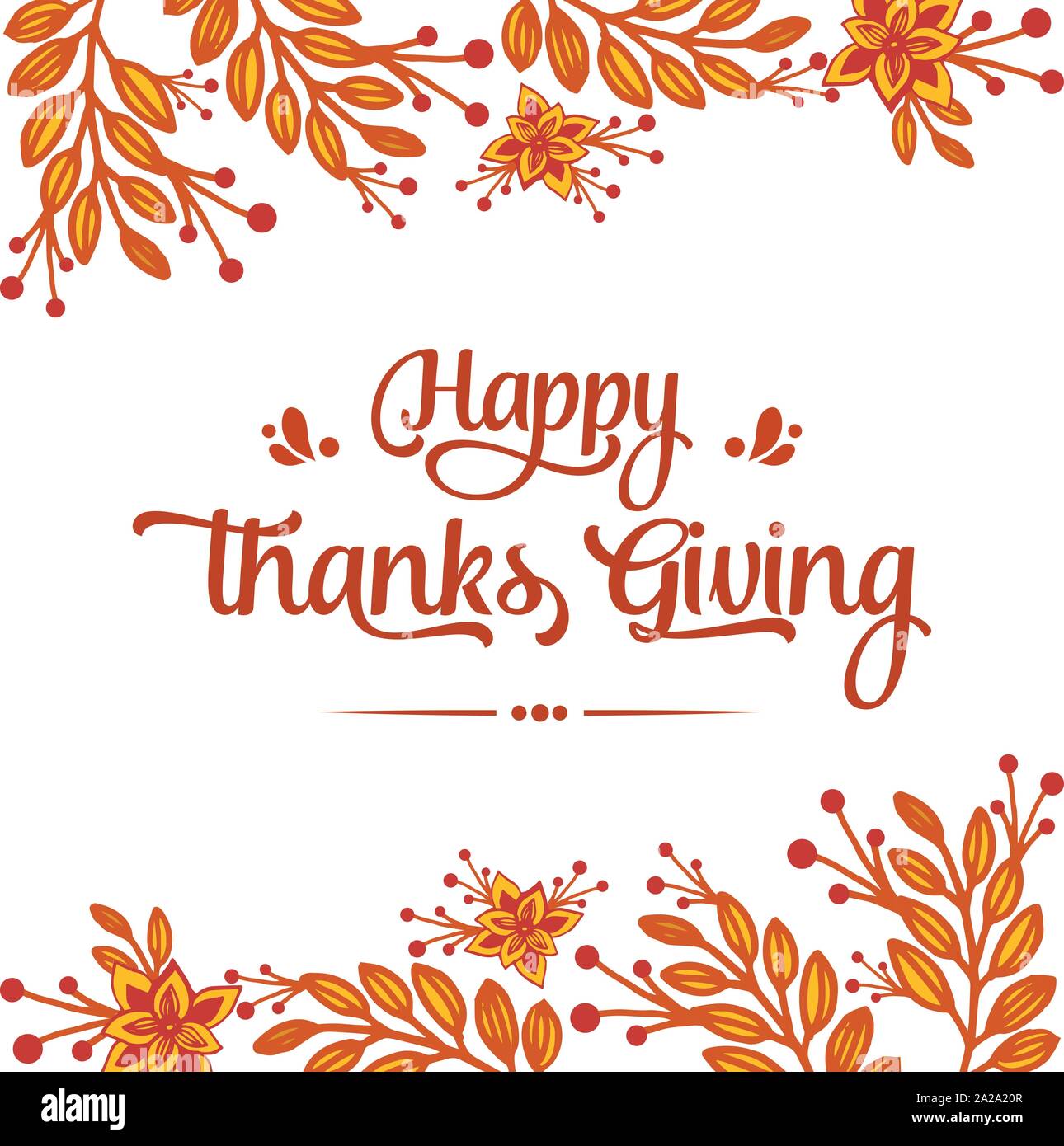 Template for poster thanksgiving, with drawing of autumn leaf flower ...