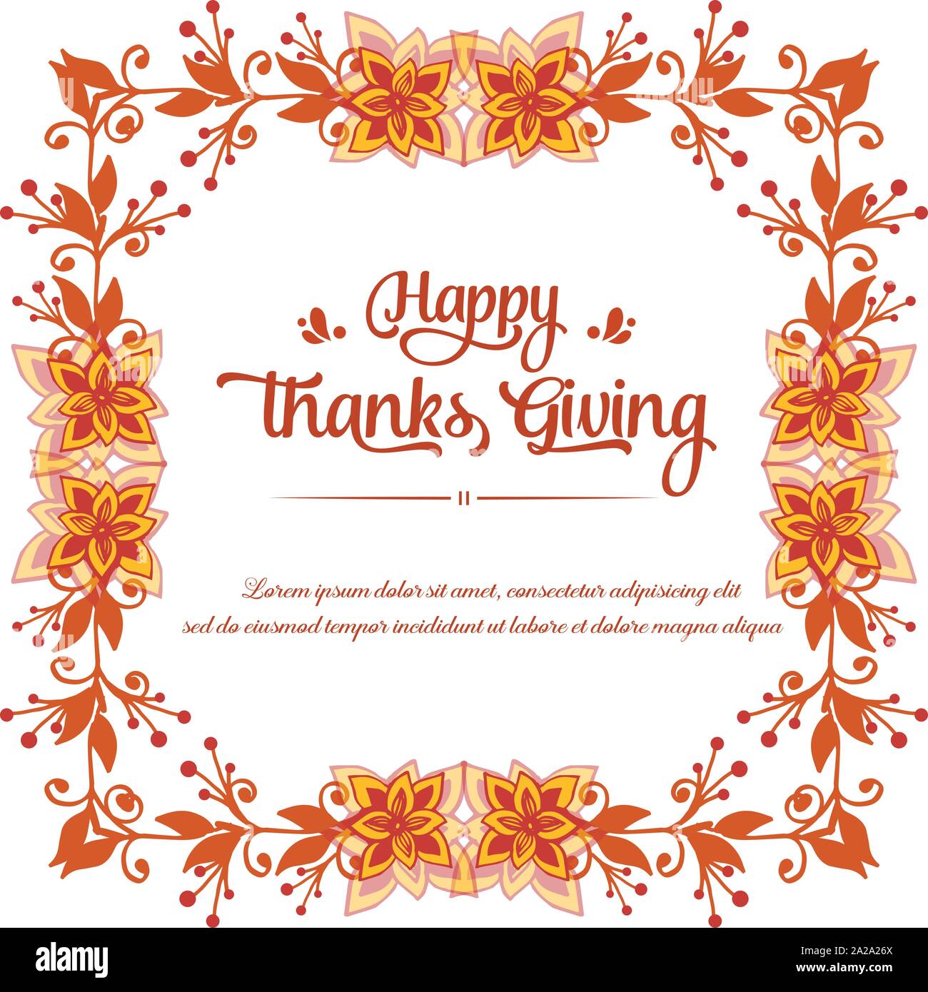 Text thanksgiving, with nature autumn leaves frame. Vector Stock Vector ...