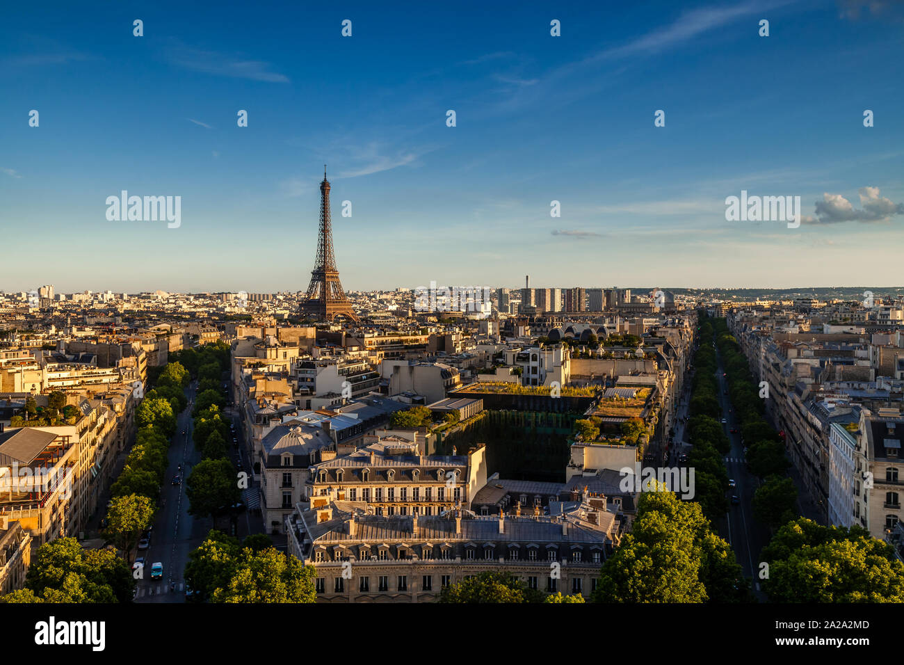 Eiffel Tower seen from atop the Arc de Triomphe Stock Photo - Alamy