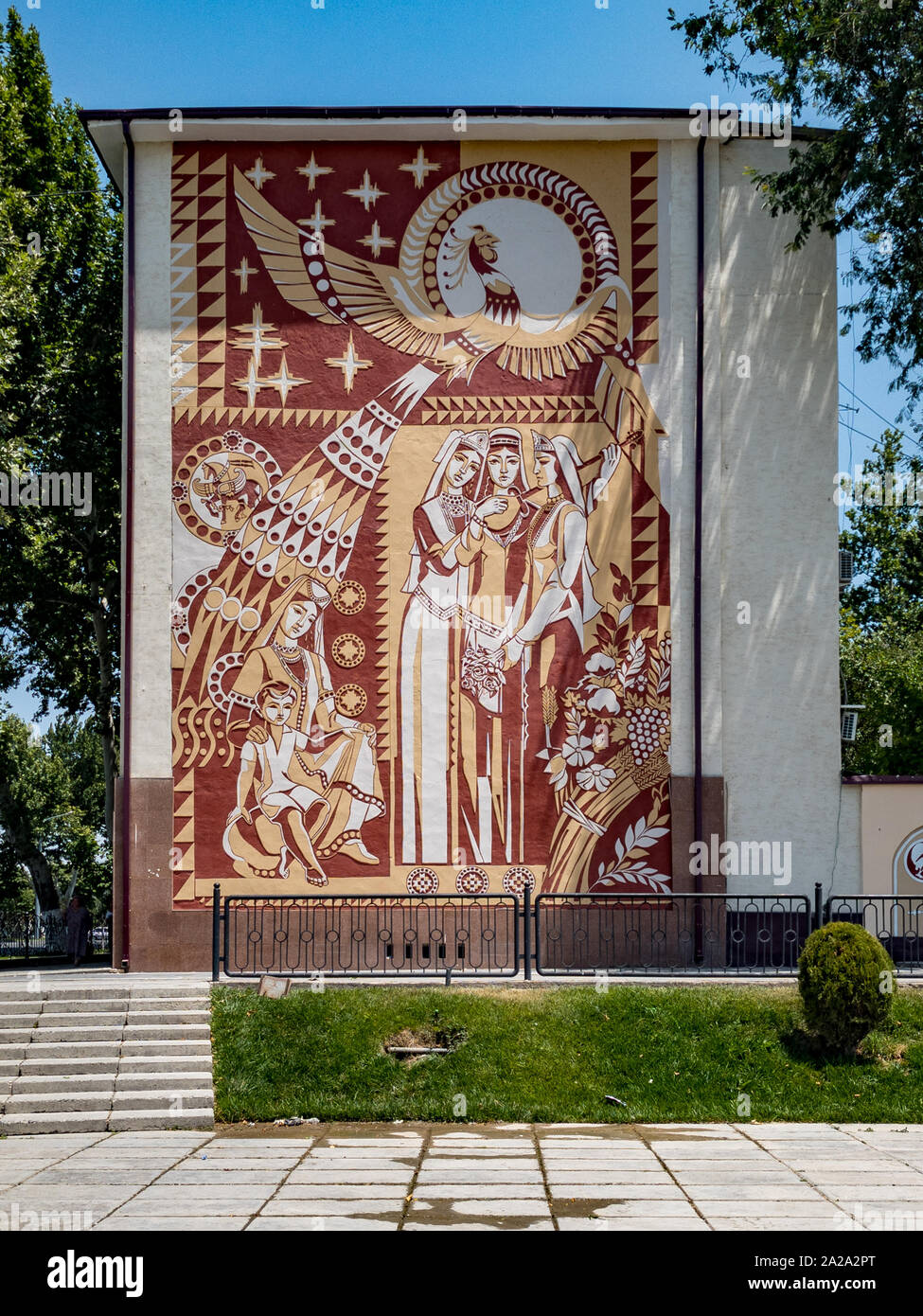 Samarkand, Uzbekistan - July 10, 2019: Soviet Era Mural in Samarkand ...