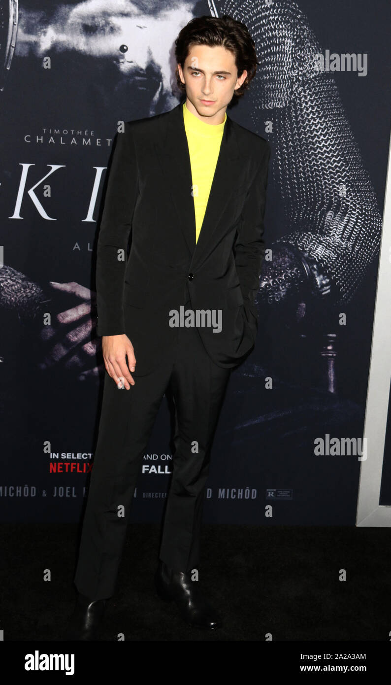 October 1, 2019, New York, New York, USA: Actor TIMOTHEE CHALAMET ...