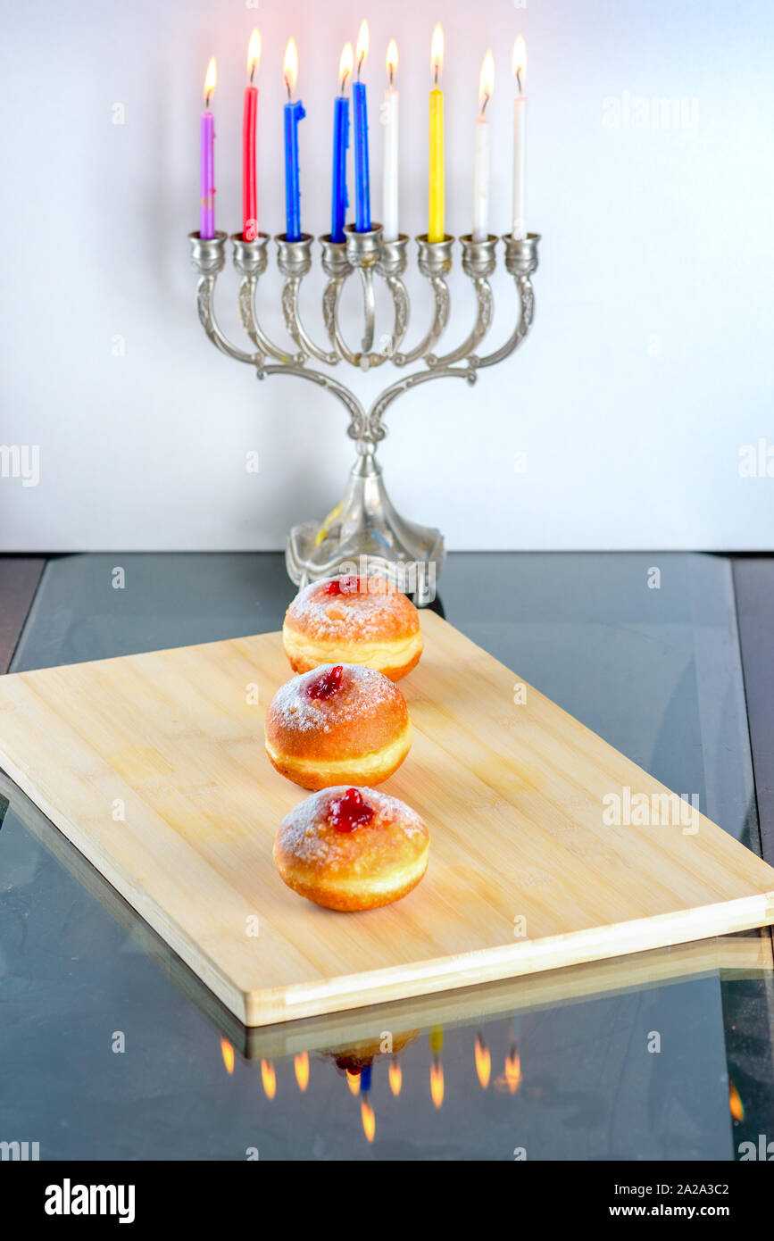 Image of jewish holiday Hanukkah background with menorah traditional ...