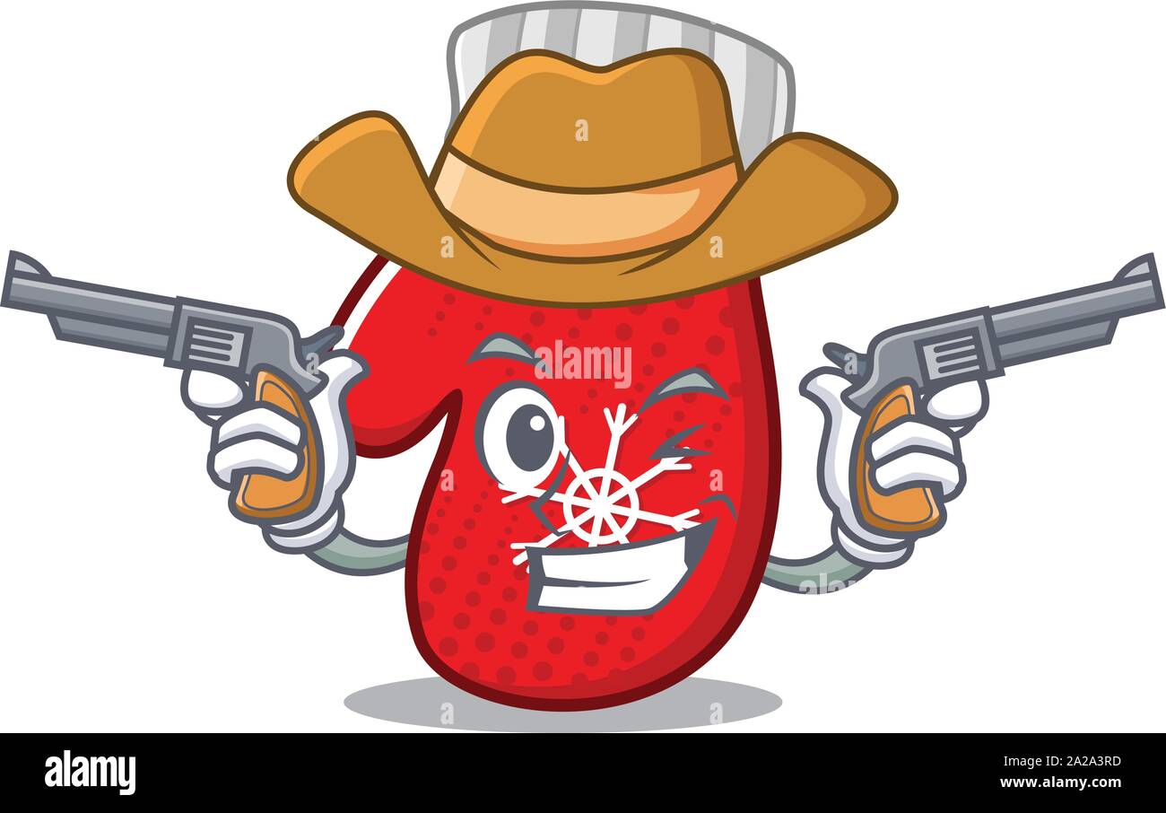 Cowboy Christmas mittens stored in cartoon drawer Stock Vector Image ...