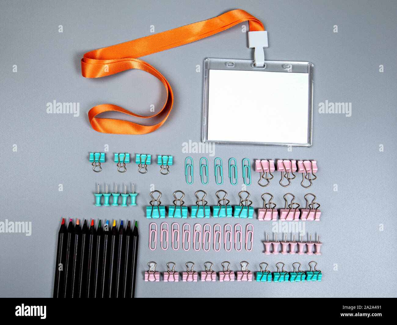 White empty staff identity mockup with lanyard Stock Photo - Alamy