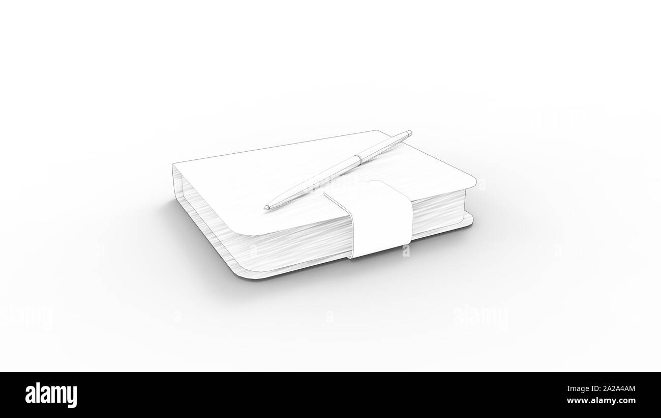3d rendering of a notebook isolated in white background Stock Photo - Alamy