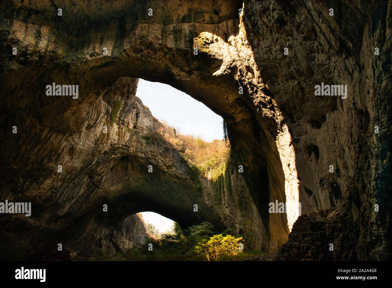View inside the Devetashka Cave near Devetaki village and Osam river in ...