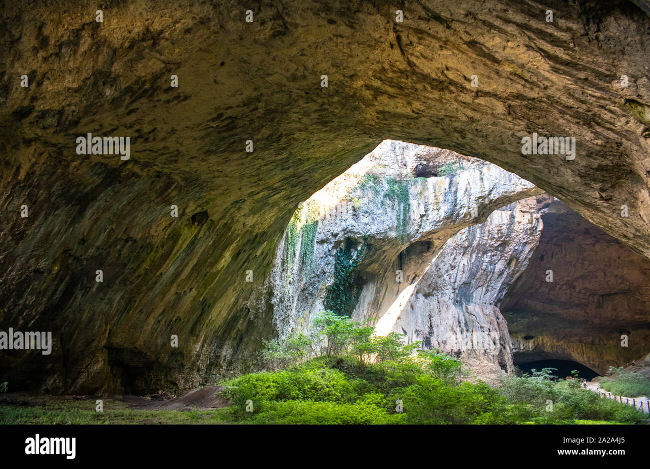 View inside the Devetashka Cave near Devetaki village and Osam river in ...