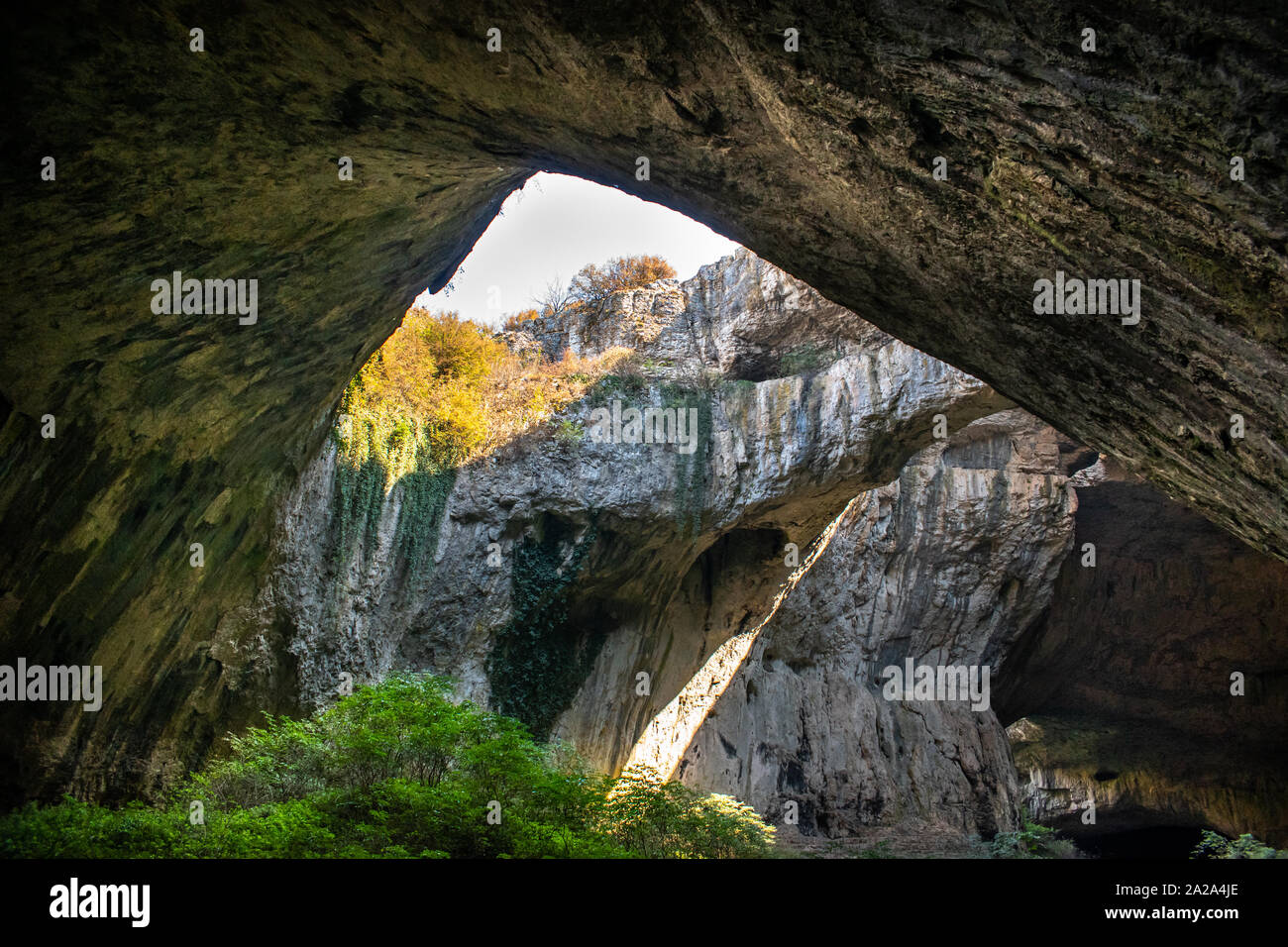 View inside the Devetashka Cave near Devetaki village and Osam river in ...