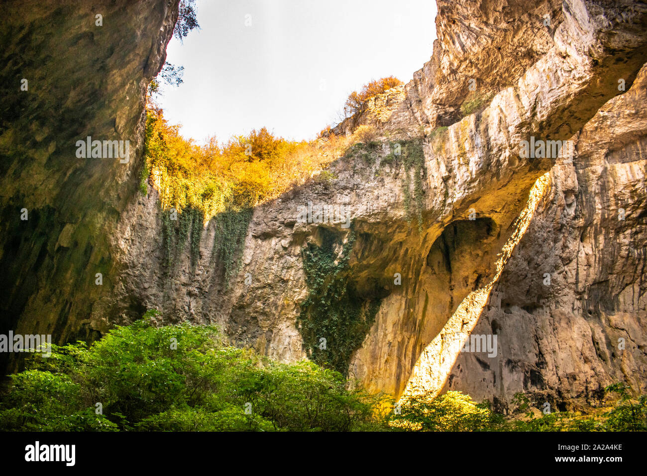View inside the Devetashka Cave near Devetaki village and Osam river in ...