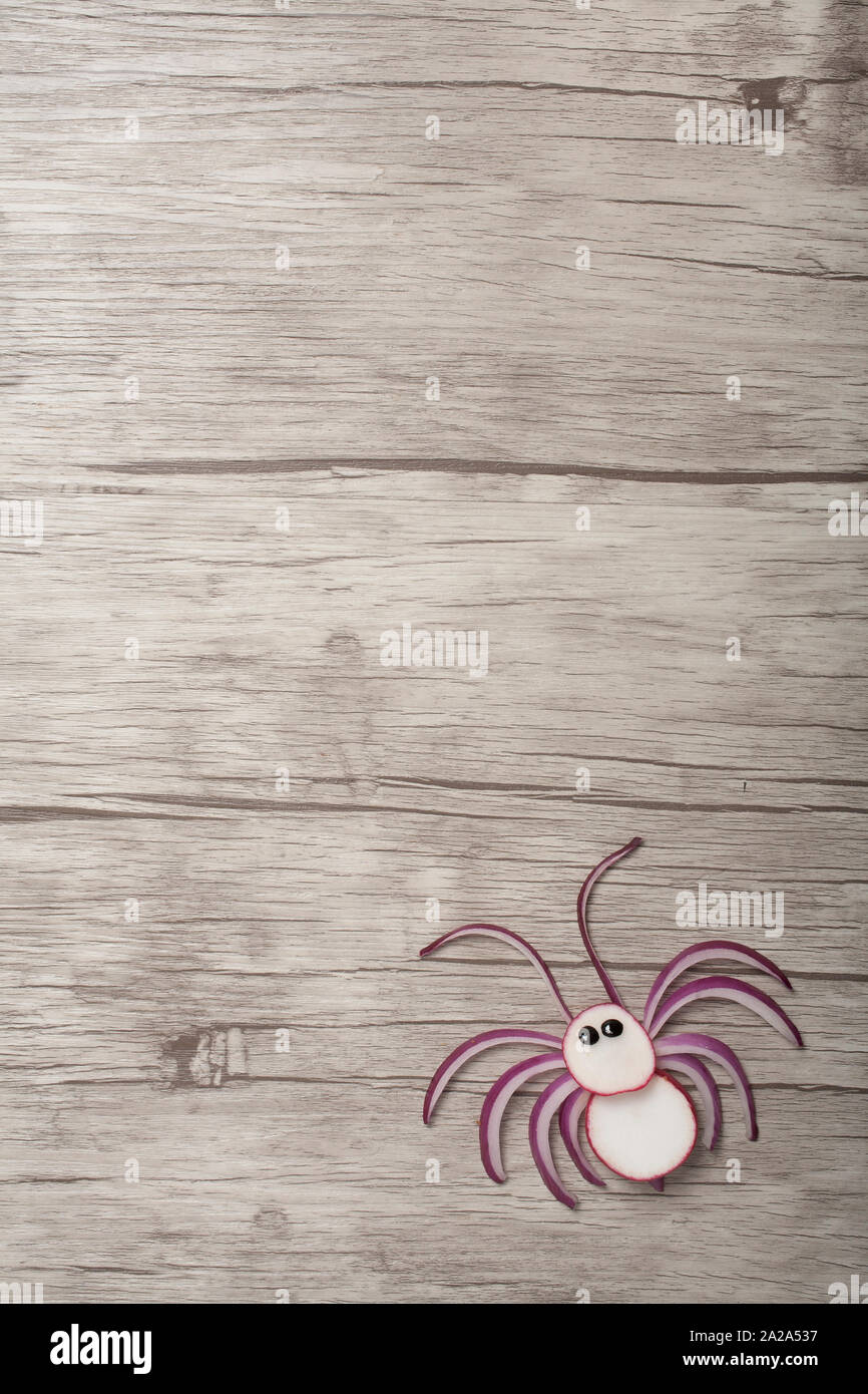 Simple receipt for making a spider with fresh vegetables Stock Photo ...