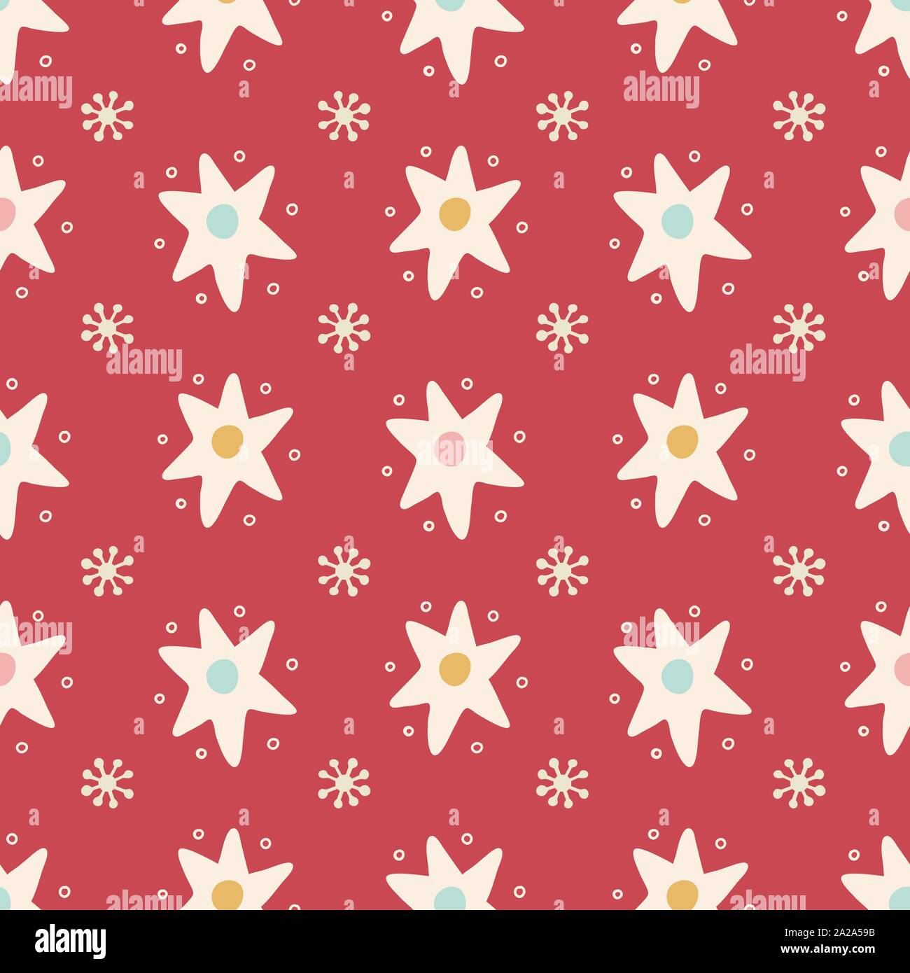 Christmas star and snowflake seamless pattern background. Hand drawn ...