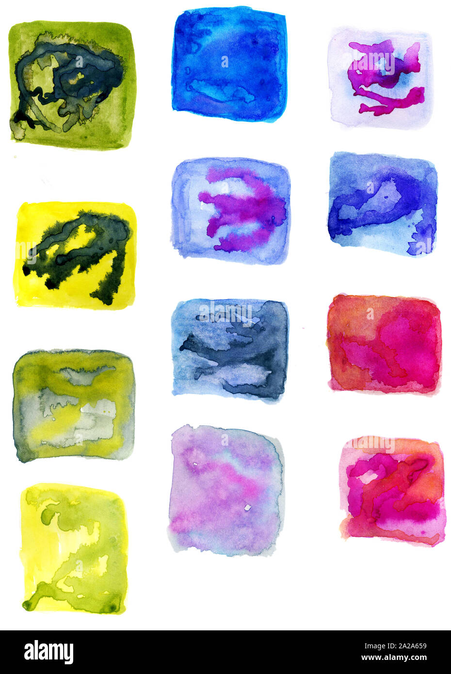 Colorful painted splotches hand drawn, watercolor illustration Stock ...