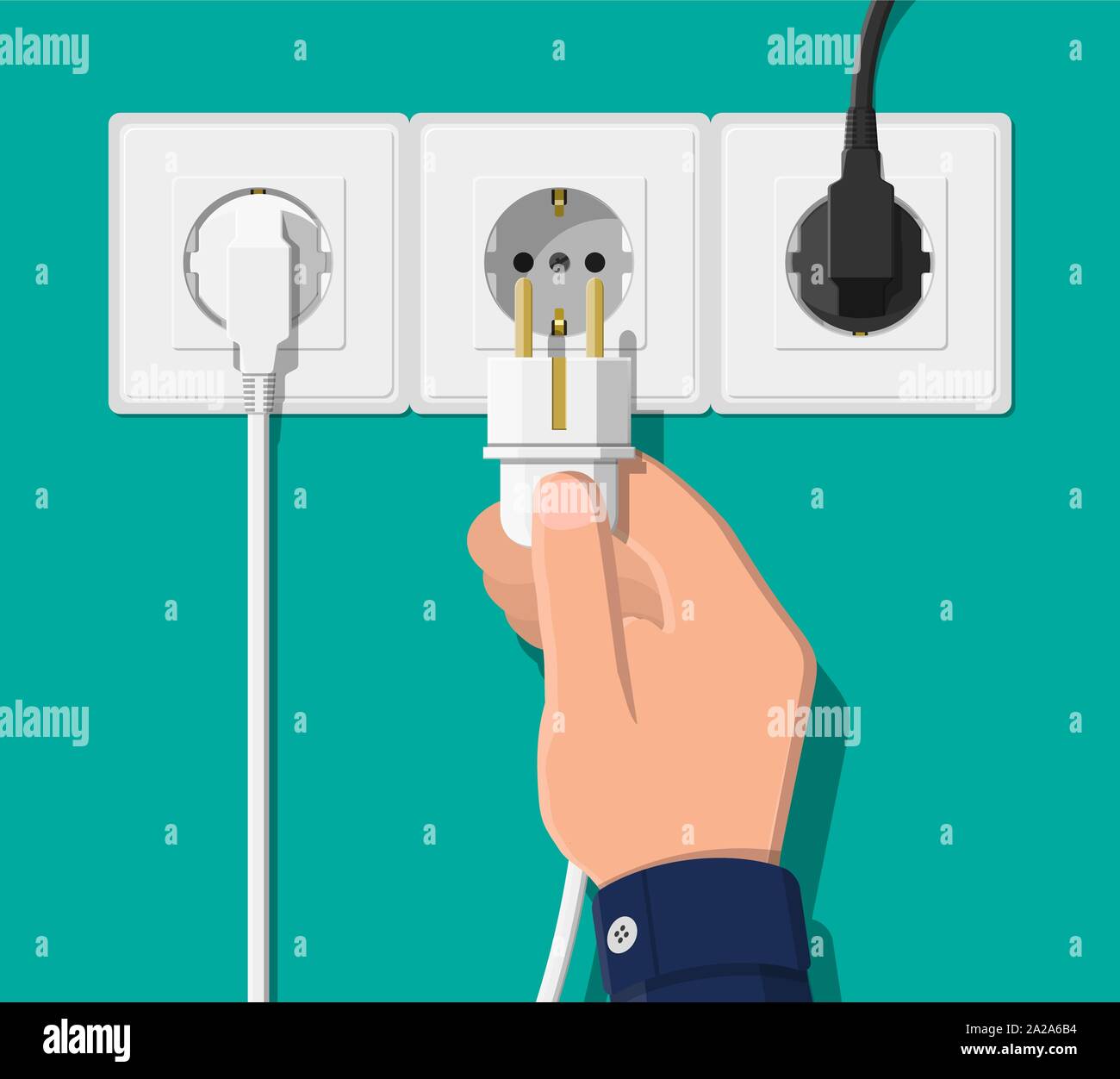Electrical outlet and hand with plug Stock Vector Image & Art - Alamy