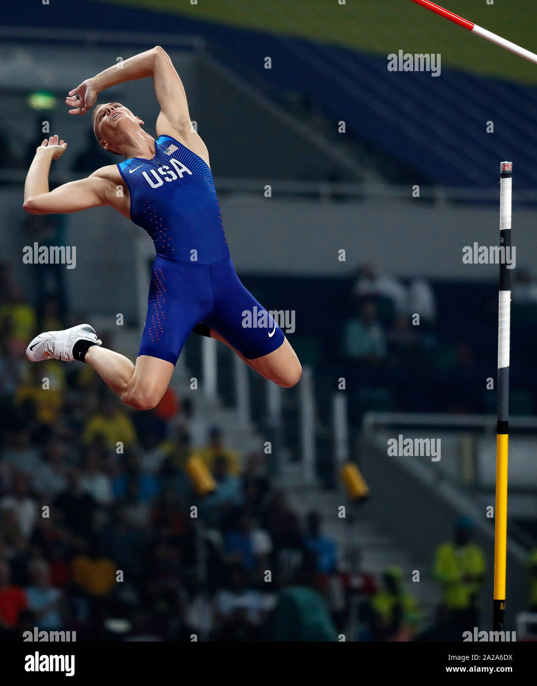 Doha, Qatar. 1st Oct, 2019. Sam Kendricks of the United States competes ...