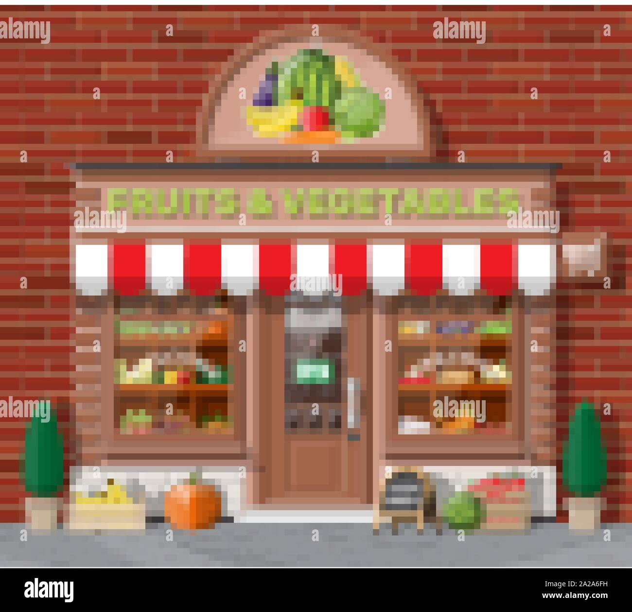Street shop building. Fruit and vegetable store Stock Vector Image ...